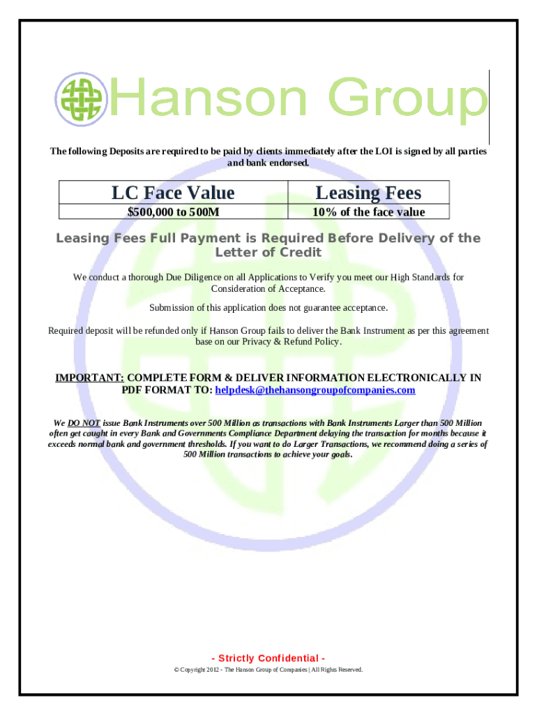 WE PROVIDE BG/SBLC. NO UPFRONT PAYMENT OF ANY ... Doc Template | pdfFiller