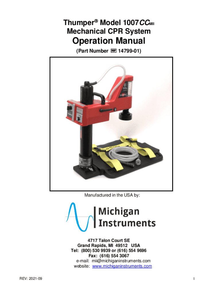Fillable Online Thumper - Operation Manual - Michigan Instruments Fax ...