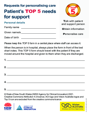 Fillable Online Request form for personalising care for blind or low ...