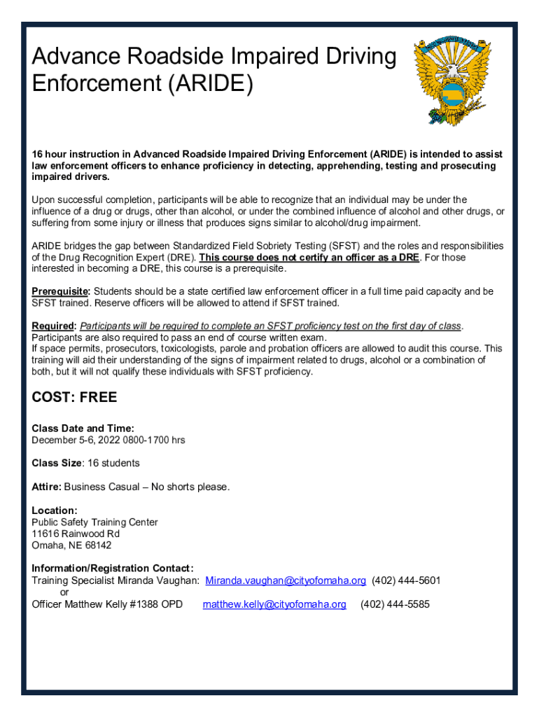 Fillable Online Advanced Roadside Impaired Driving ... - State of ...