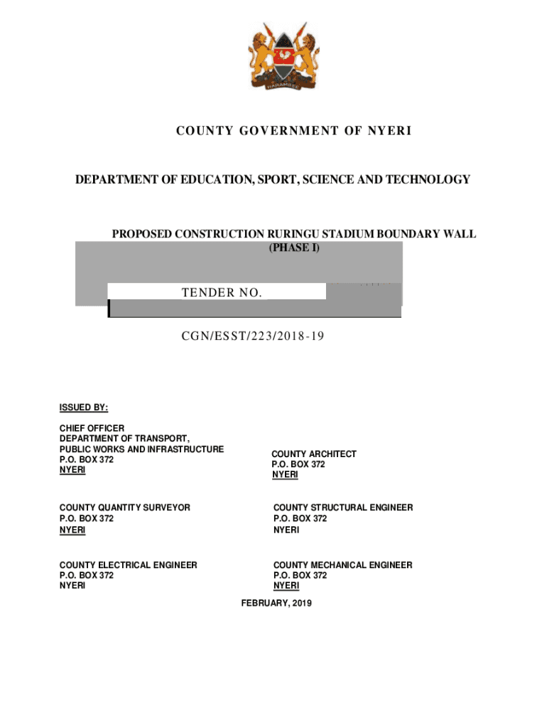 Fillable Online Tender Advert for Proposed Construction Of Ruring'u ...