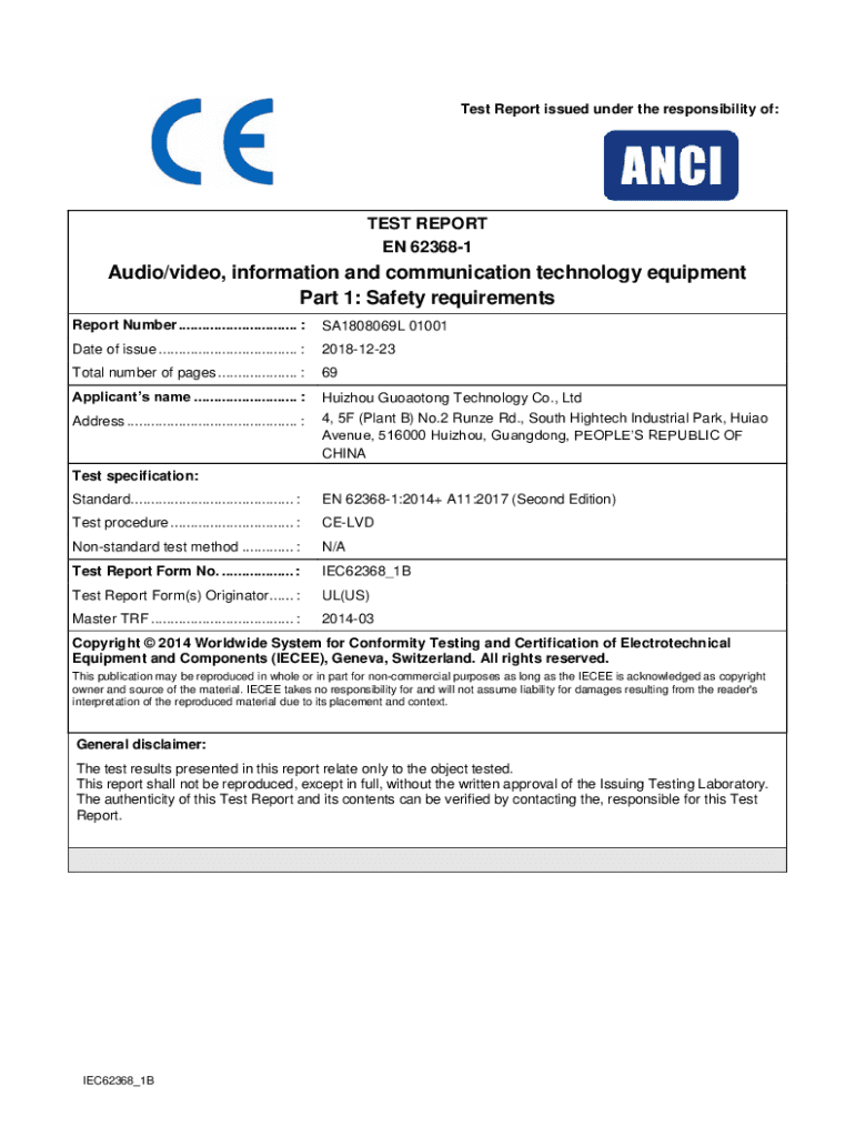 Fillable Online test report iec 62368-1 - SL Power Electronics Fax ...