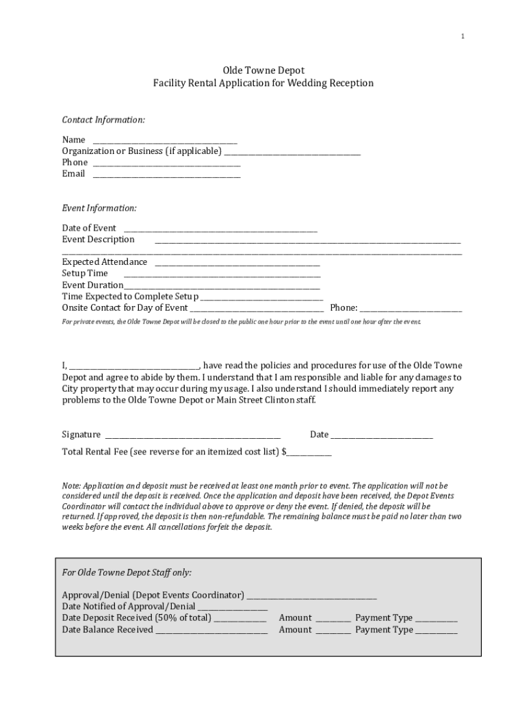 Fillable Online Event Application-Wedding - St. Isidore Historical ...