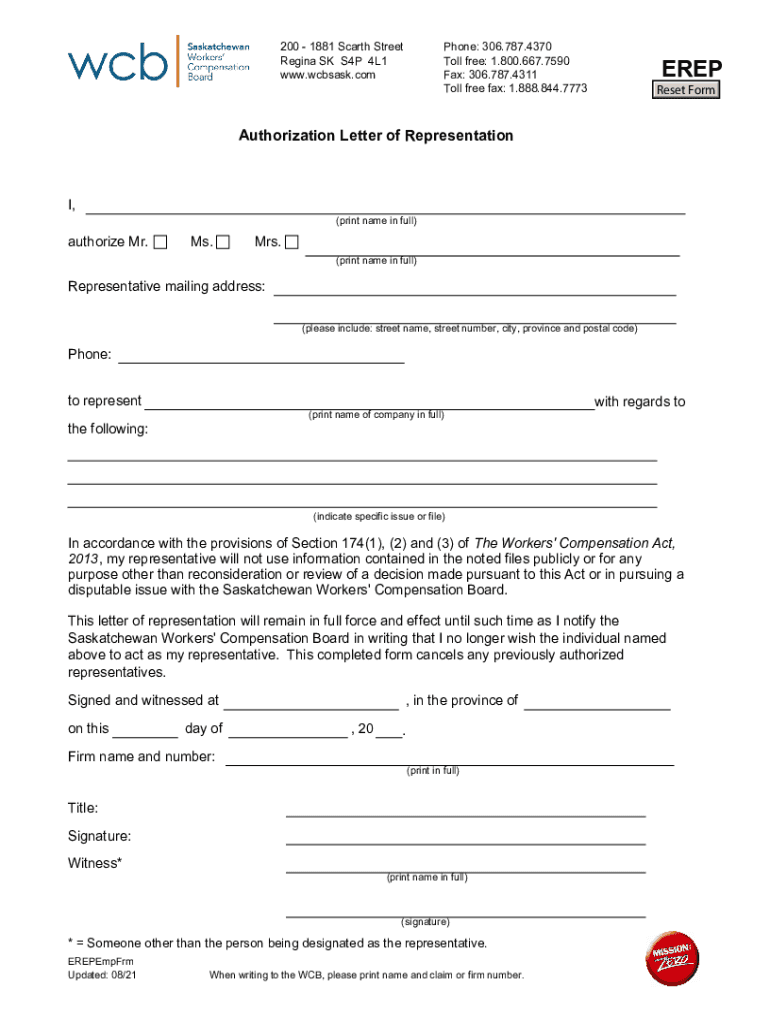 Fillable Online Authorization Letter of Representation Fax Email Print ...