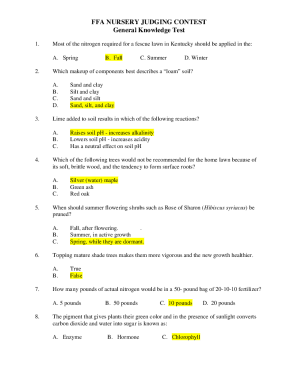 Fillable Online Sample Exam - Ferguson College of Agriculture Fax Email ...