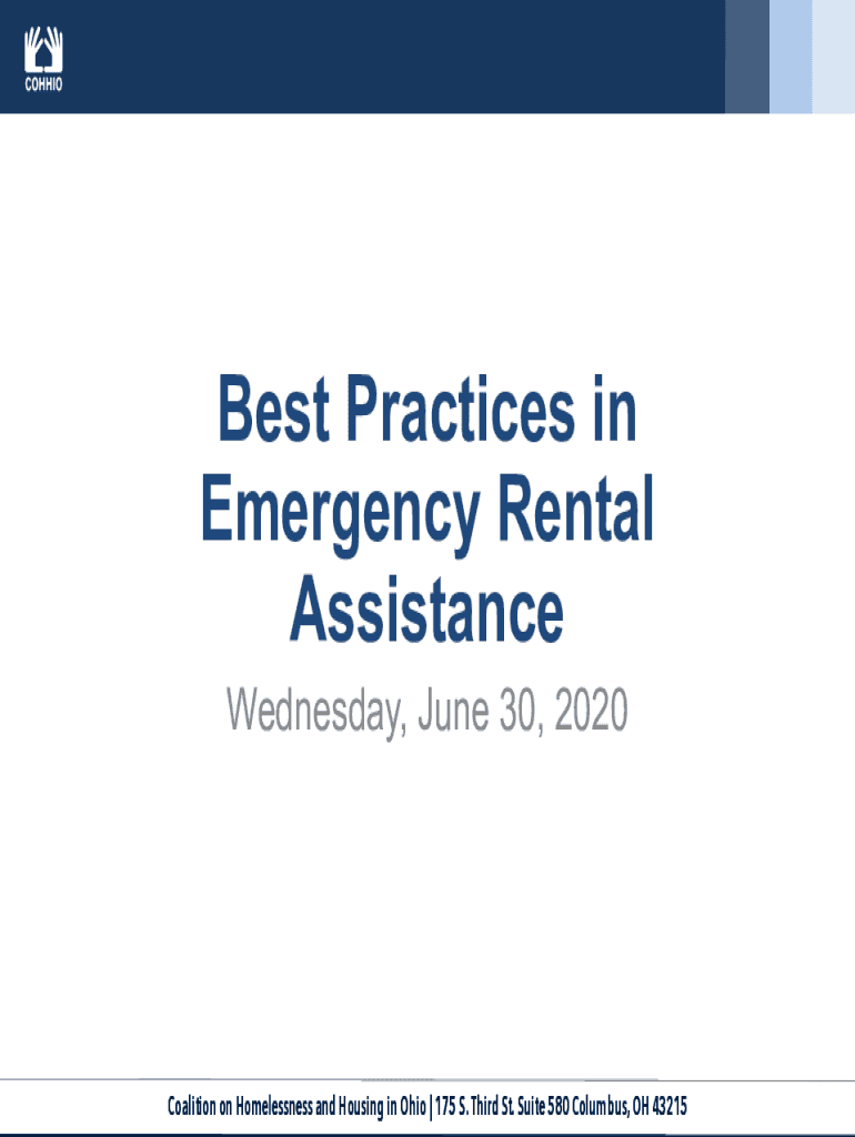Fillable Online Best Practices in Emergency Rental Assistance ...