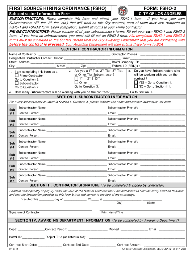 Fillable Online FIRST SOURCE HIRING ORDINANCE (FSHO) FORM - BidNet Fax Email Print - pdfFiller