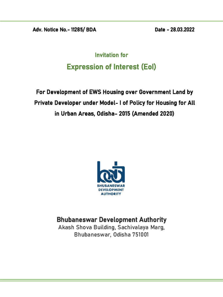 Fillable Online Expressions of interest open for nine housing ...