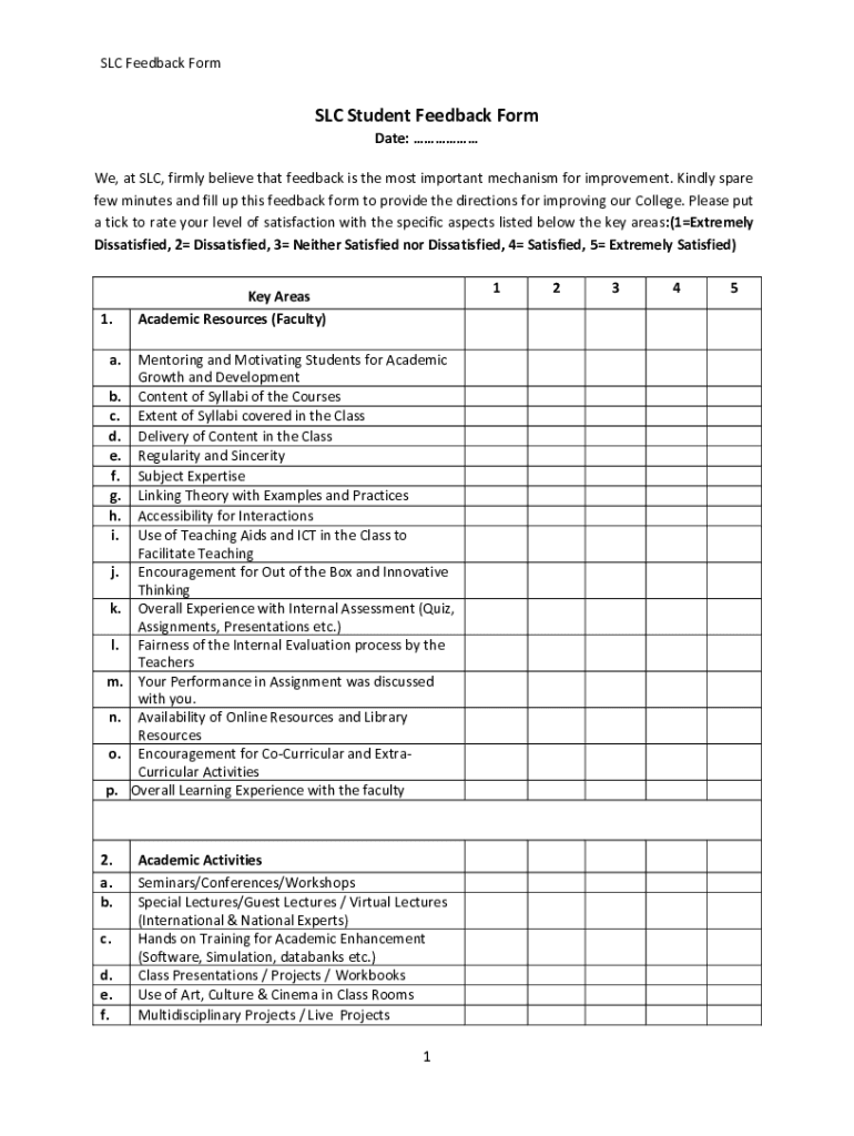 Fillable Online SLC Feedback Form (4) Fax Email Print - pdfFiller