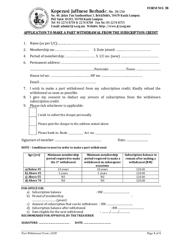 Fillable Online koperasi jaffnese berhad c - jcs.org.myi) upsr, pt3 and spm ... Fax Email Print ...