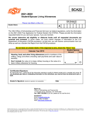 Fillable Online Student/Spouse Living Allowances Fax Email Print ...