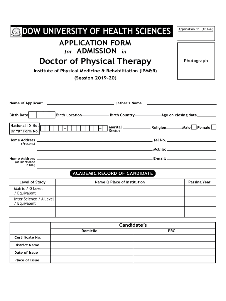 Fillable Online DPT form.FH10 Fax Email Print - pdfFiller