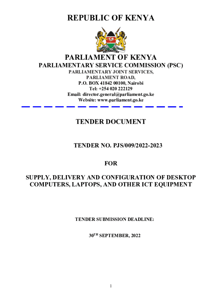Fillable Online TENDER DOCUMENT FOR PROCUREMENT OF COMPUTERS AND ICT ...