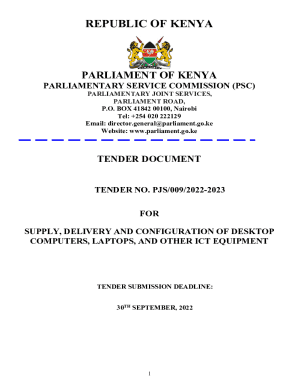 Fillable Online TENDER DOCUMENT FOR PROCUREMENT OF COMPUTERS AND ICT ...