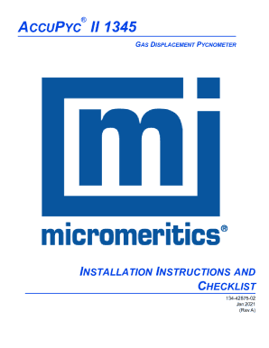 Fillable Online AccuPyc II 1345 Installation Instructions and Checklist ...