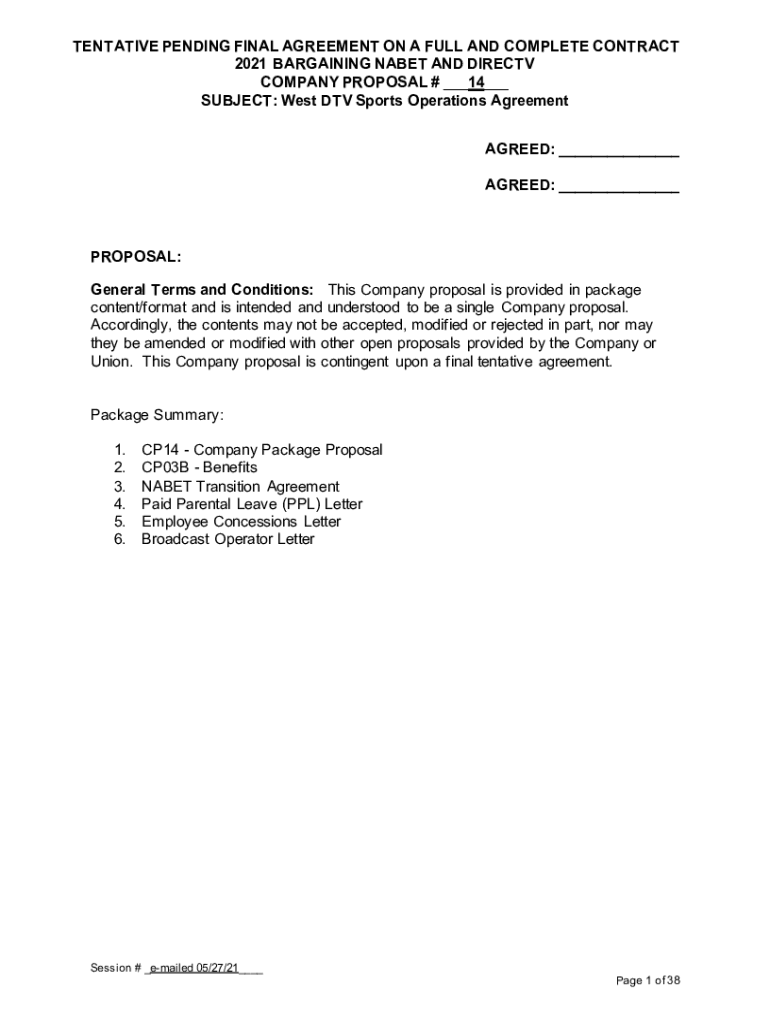 Fillable Online tentative pending final agreement on a full and ...