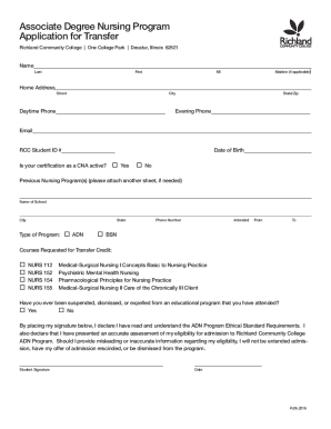 Fillable Online Fillable Associate Degree Nursing (ADN) Program ...