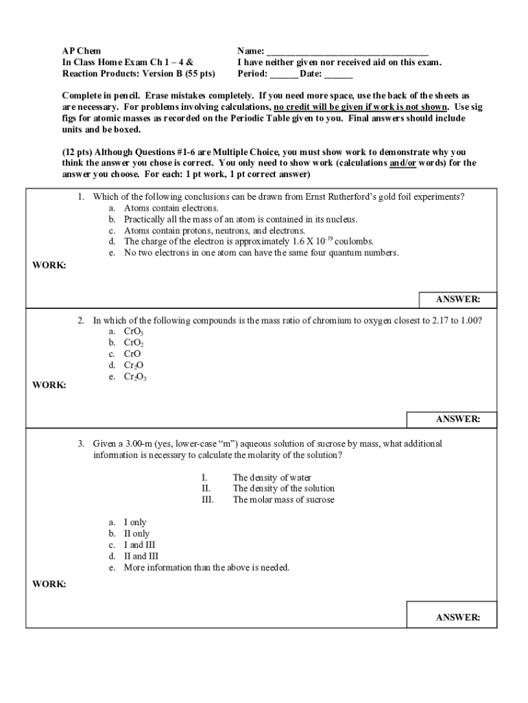 Fillable Online AP Chemistry Exam - AP Central - College Board Fax ...