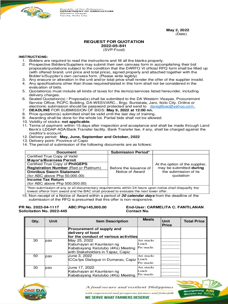 Fillable Online The Simple Request For Quotation Rfq Process Fax