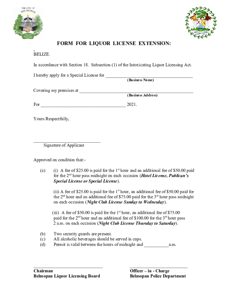 Fillable Online FORM FOR LIQUOR LICENSE EXTENSION: Fax Email Print ...