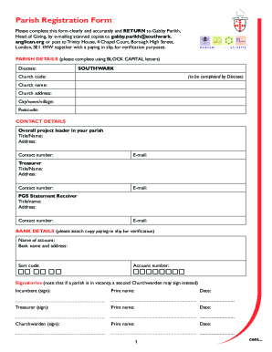 Fillable Online southwark anglican The Parish Giving Scheme ...