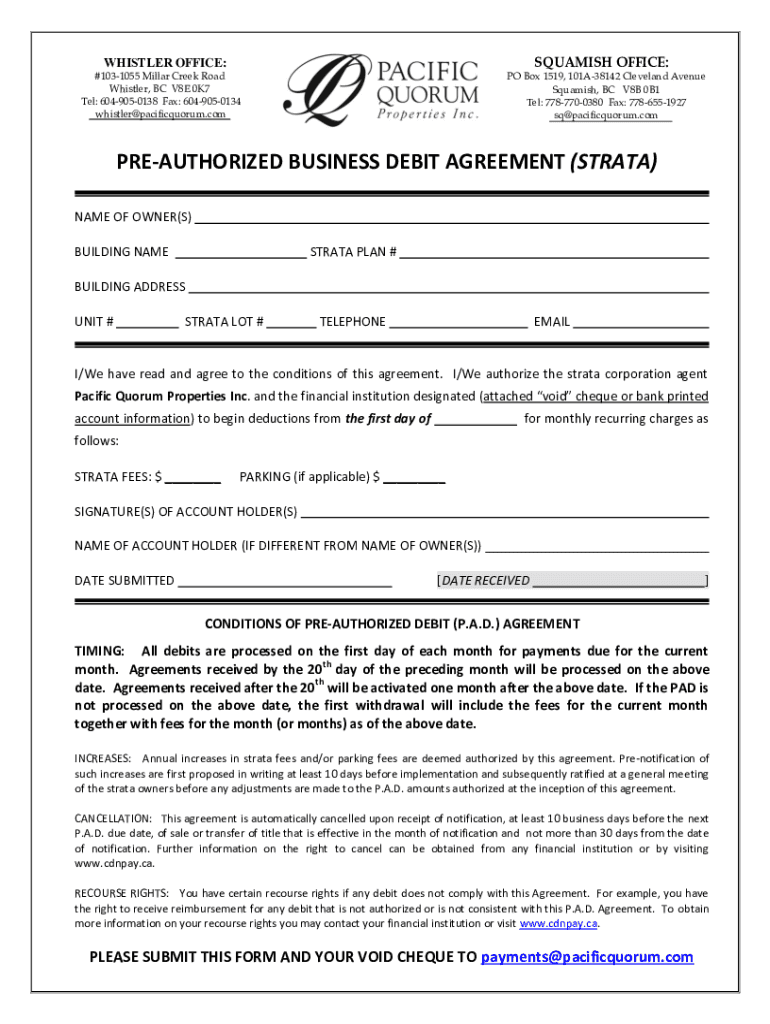 Fillable Online PRE-AUTHORIZED PAYMENT APPLICATION Fax Email Print - pdfFiller