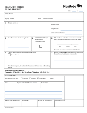 Fillable Online Form - COMPANIES OFFICE FILING REQUEST Fax Email Print ...