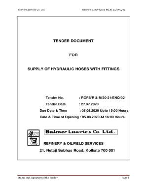 Fillable Online tender document for supply of hydraulic hoses with ...
