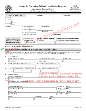 Fillable Online Instructions for Form I-360, Petition for Amerasian ...