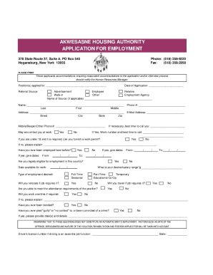Fillable Online AKWESASNE HOUSING AUTHORITY APPLICATION FOR ... Fax ...