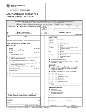 Fillable Online ADULT STANDARD ORDERS FOR TUBERCULOSIS ... Fax Email ...