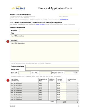 Fillable Online Proposal Application Form - ira-SME Fax Email Print - pdfFiller