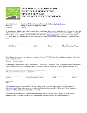 Fillable Online election nomination form student Fax Email Print - pdfFiller