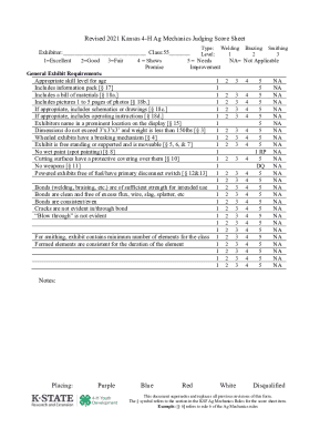 Fillable Online Educational Exhibit Score Sheet for Displays, Notebooks ...