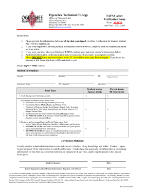 Fillable Online FA -21/22 FAFSA Asset Verification Form.docx Fax Email ...