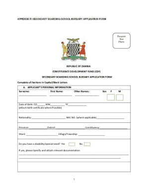Fillable Online appendix f: secondary boarding school bursary ...