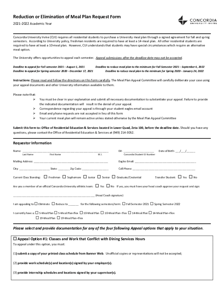 Fillable Online HOUSING REQUEST FORM - Concordia University Irvine Fax Email Print - pdfFiller
