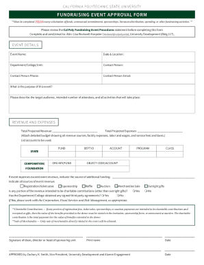 Fillable Online FUNDRAISING EVENT APPROVAL FORM - Cal Poly Fax Email ...