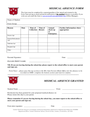Fillable Online medical absence form Fax Email Print - pdfFiller