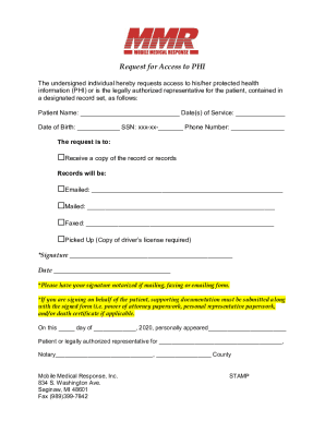 Fillable Online Request for Access to PHI - Word Fax Email Print ...