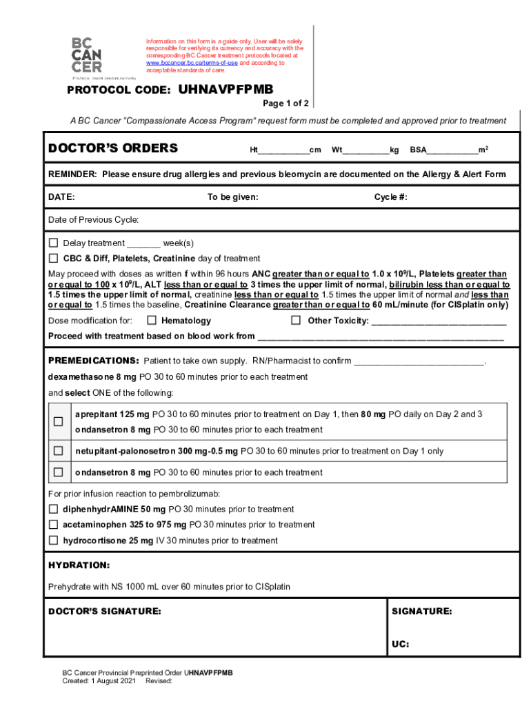 Fillable Online BC Cancer Protocol Summary for Treatment of Head and ...