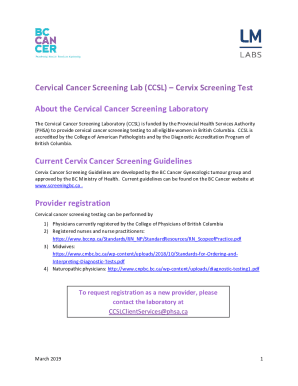 Fillable Online Screening for the prevention and early detection of ...