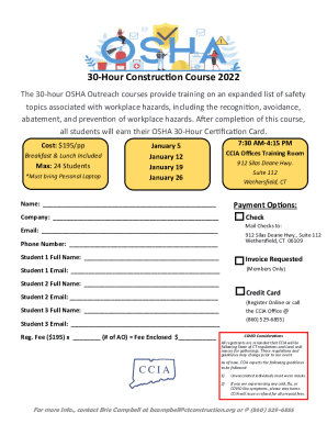 Fillable Online The 30-hour OSHA Outreach courses provide training on ...