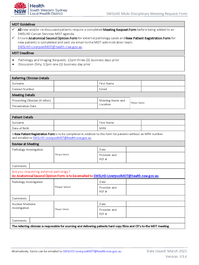 Fillable Online . MDT Request Form - Please Select Fax Email Print ...