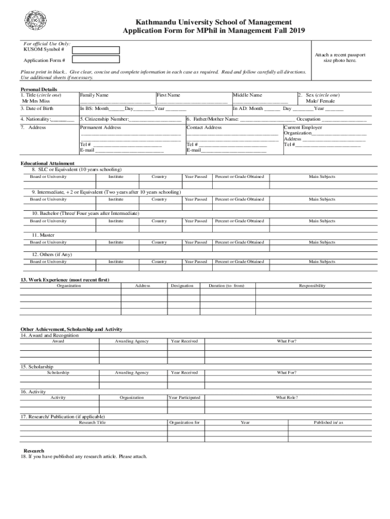 Fillable Online KU SOM Application Form (Fall 2022)1.pdf Fax Email ...