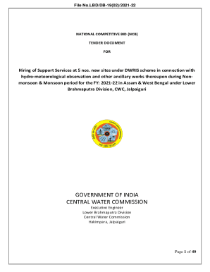 Fillable Online GOVERNMENT OF INDIA CENTRAL WATER COMMISSION Fax Email ...