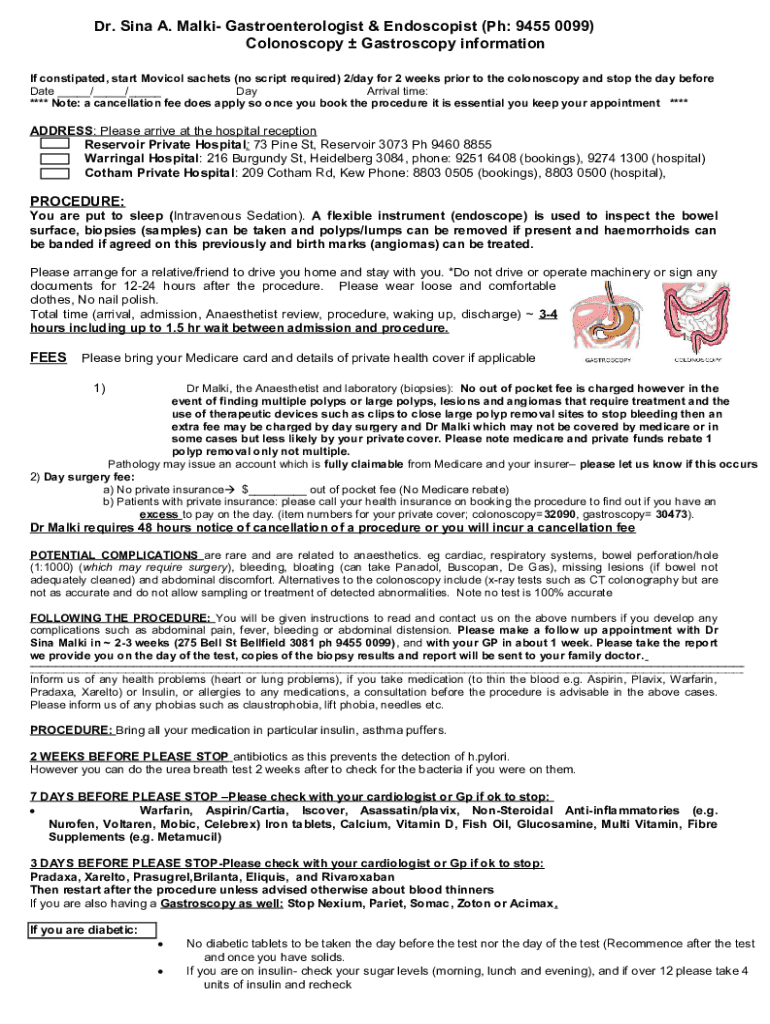 Fillable Online Colonoscopy instructions Fax Email Print - pdfFiller