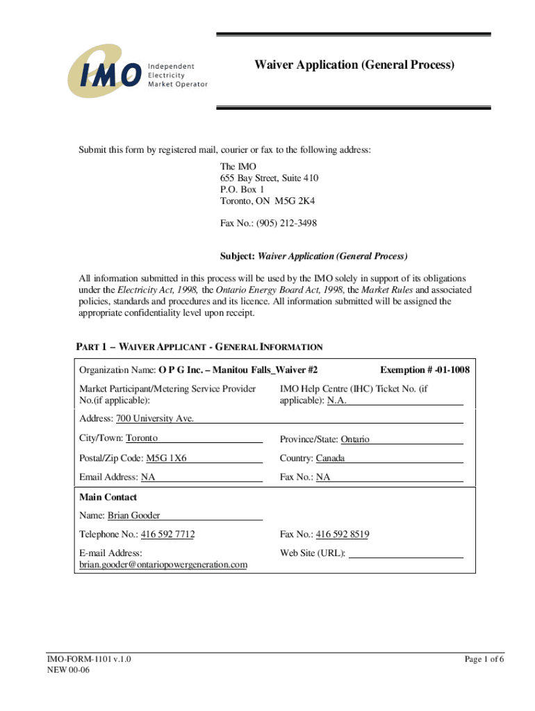 Fillable Online Waiver Application (General Process) Fax Email Print ...