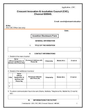 Fillable Online CIIC Invention Disclosure Form Fax Email Print - pdfFiller