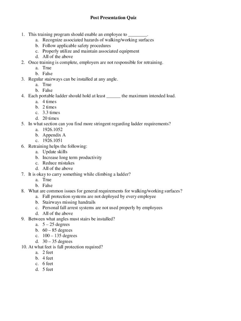 Fillable Online Walking-Working Surfaces and Personal Fall Protection ...